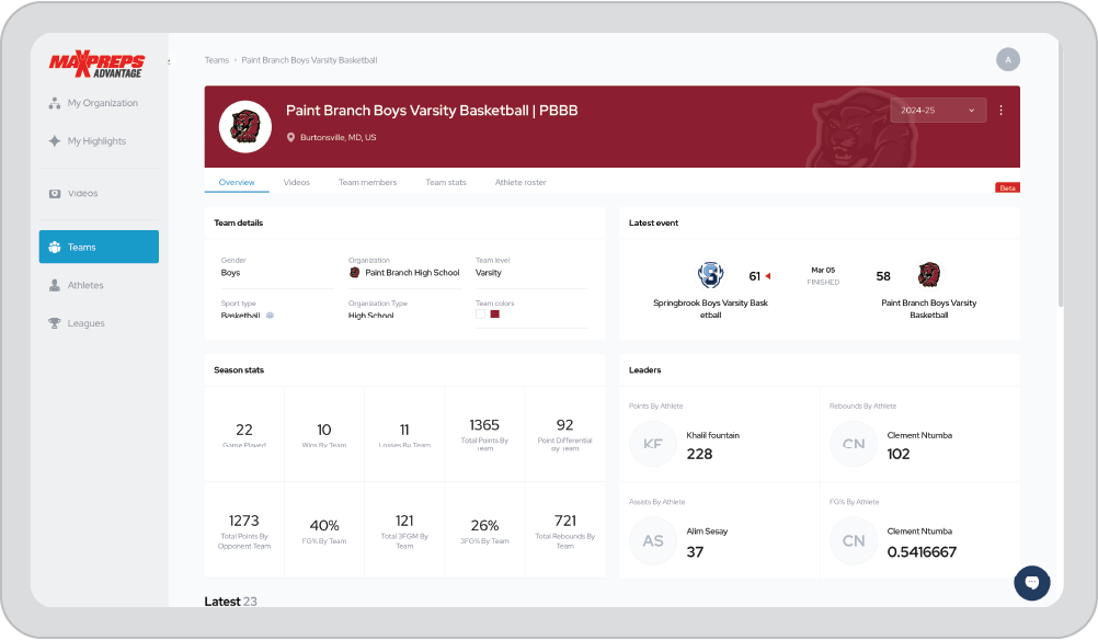 Coaching Tools & Analytics | MaxPreps Advantage